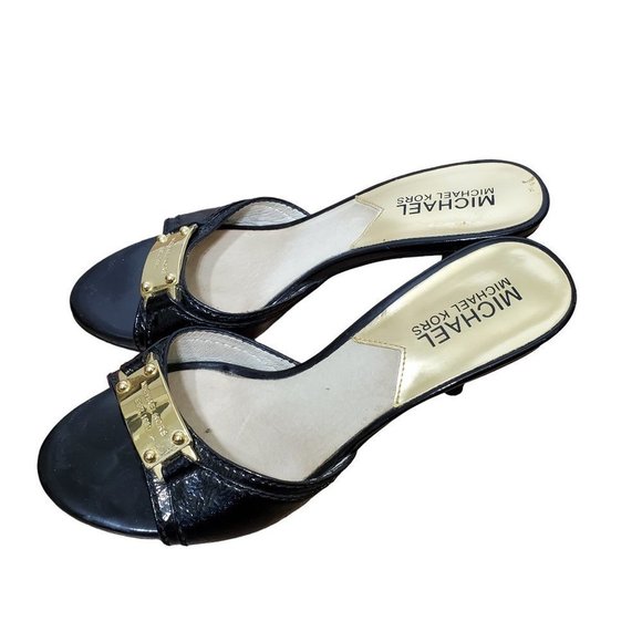 Michael Kors | Shoes | Michael Kors Slide Spike Heels Open Back Patent ...